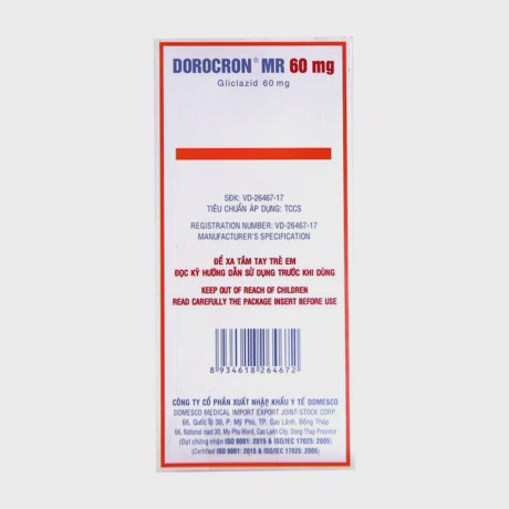Viên giải phóng có kiểm soát Dorocron MR 60mg điều trị đái tháo đường ...