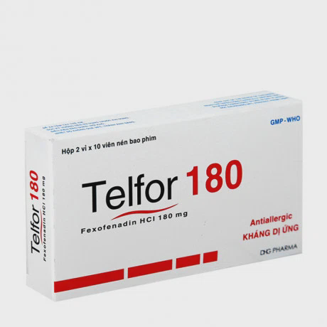 Thuốc Telfor 180 (hộp 20 viên) điều trị mề đay mãn tính và viêm mũi dị ứng