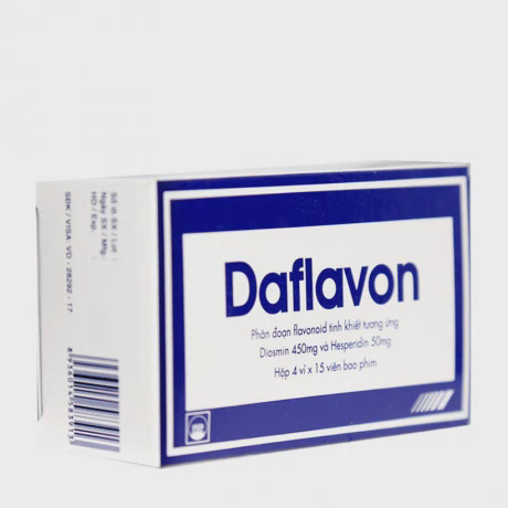 Viên nén Daflavon 450mg/50mg điều trị suy tĩnh mạch, trĩ cấp tính (4 vỉ ...