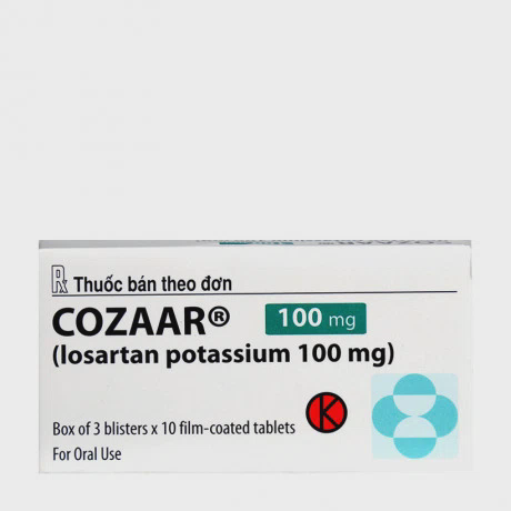 Viên nén Cozaar 100mg điều trị tăng huyết áp (3 vỉ x 10 viên)