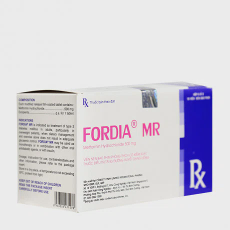 Viên nén Fordia MR 500mg điều trị đái tháo đường type 2 (6 vỉ x 10 viên)