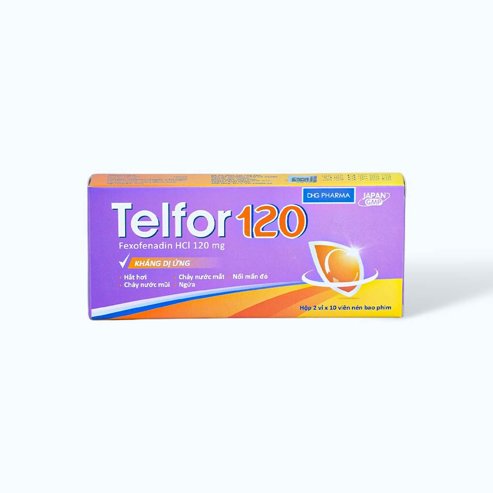 Thuốc Telfor 120mg (2 vỉ x 10 viên) trị viêm mũi dị ứng, mày đay