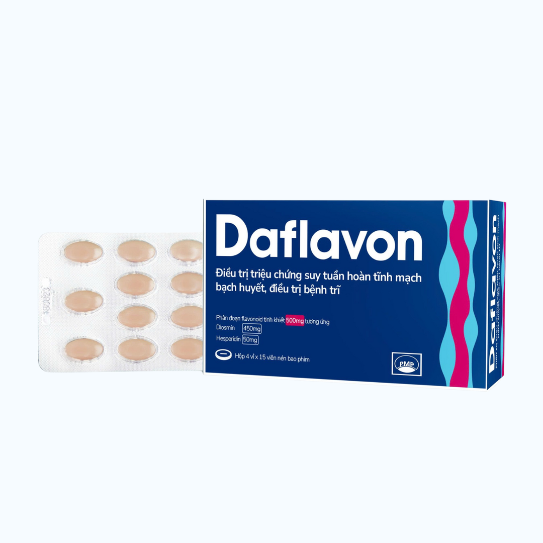 Viên nén Daflavon 450mg/50mg điều trị suy tĩnh mạch, trĩ cấp tính (4 vỉ ...