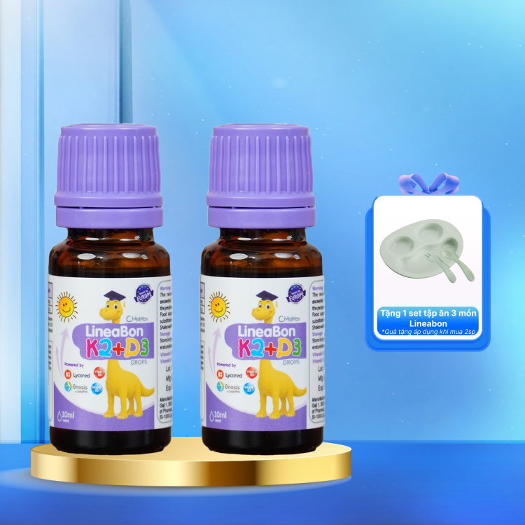 Lineabon K2+D3: Bé Ngủ Ngon, Tăng Chiều Cao (Chai 10Ml)