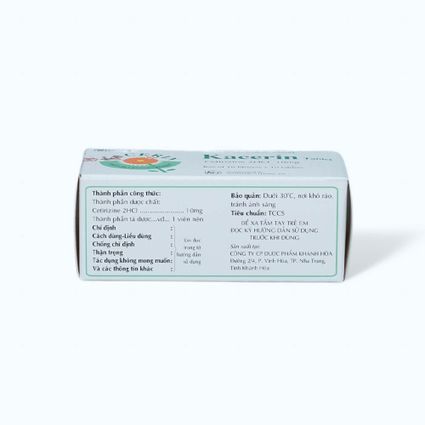 Viên nén Kacerin 10mg điều trị triệu chứng viêm mũi dị ứng, mày đay (10 ...