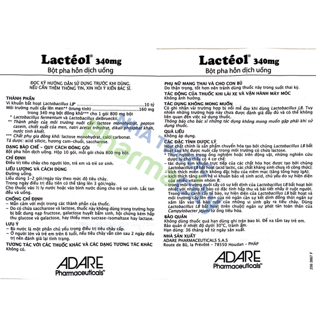 Bột pha uống Lactéol 340mg trị tiêu chảy cho người lớn, trẻ em và trẻ ...