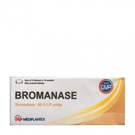 Viên bao tan ở ruột BROMANASE 50 UI điều trị viêm sưng, chống phù nề ...