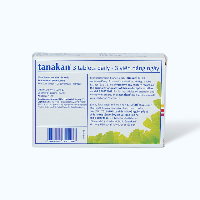 Viên nén Tanakan 40mg điều trị các triệu chứng rối loạn nhận thức ở ...