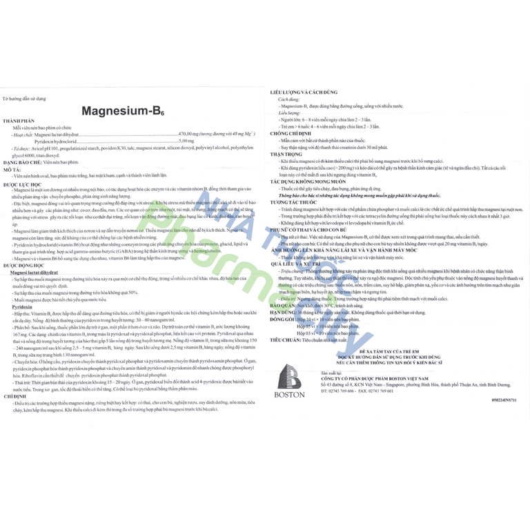 Viên nén Magnesium - B6 Boston điều trị thiếu Magnesi riêng biệt hay ...