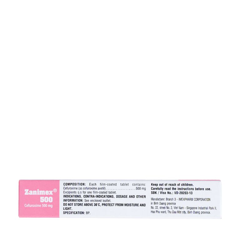 Viên nén Zanimex 500mg kháng sinh điều trị nhiễm khuẩn (2 vỉ x 5 viên)