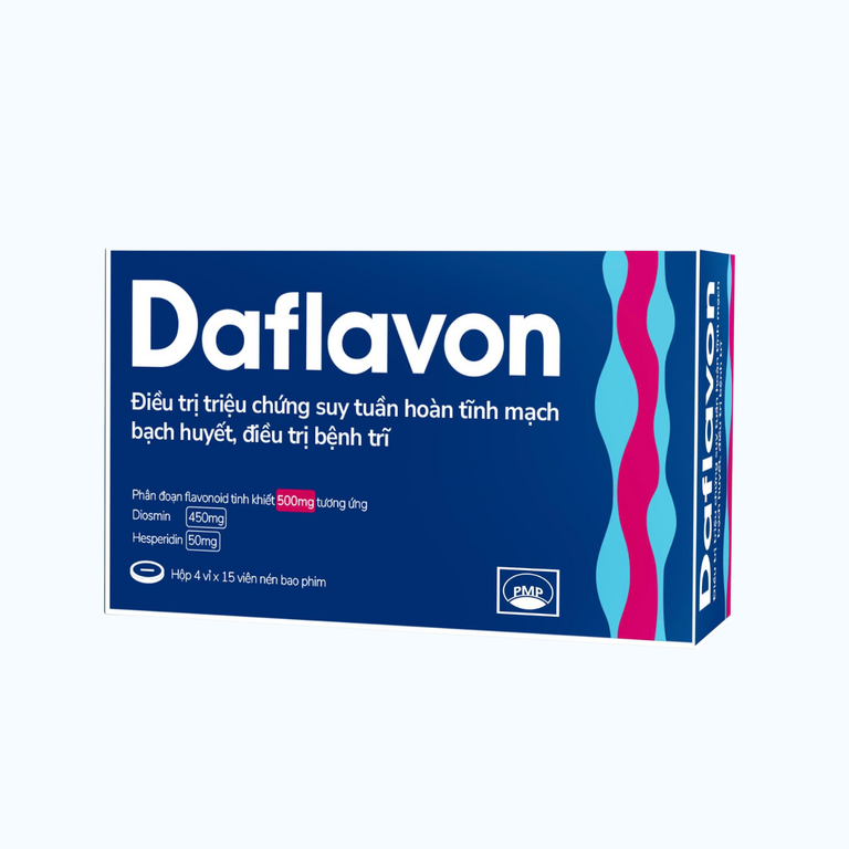 Viên nén Daflavon 450mg/50mg điều trị suy tĩnh mạch, trĩ cấp tính (4 vỉ ...