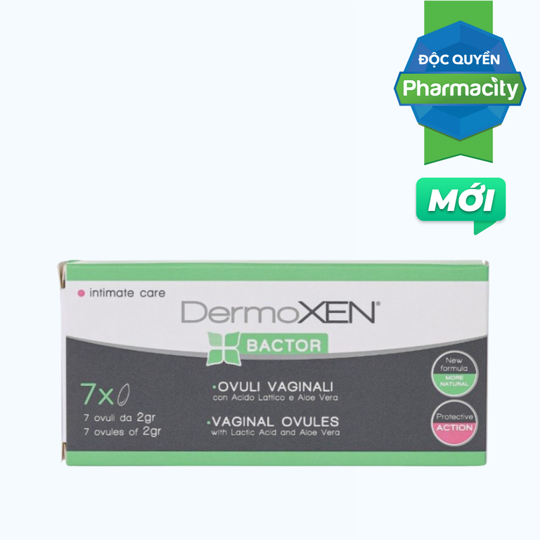 Dermoxen Bactor Viên Đặt Âm Đạo Hỗ Trợ Giảm Viêm Nhiễm (Hộpx7 Viên)
