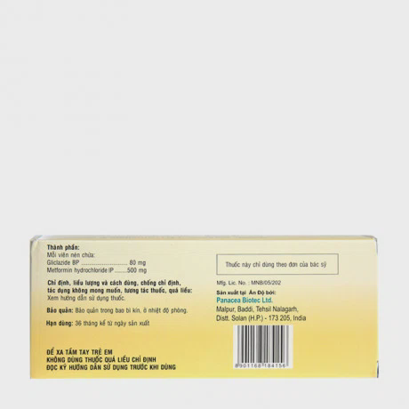 Glizym-M 80mg/500mg điều trị đái tháo đường type 2 (20 vỉ x 10 viên)