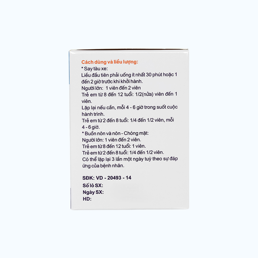 VOMINA TAB 50MG (Hop 25 Vi x 4 Vien)