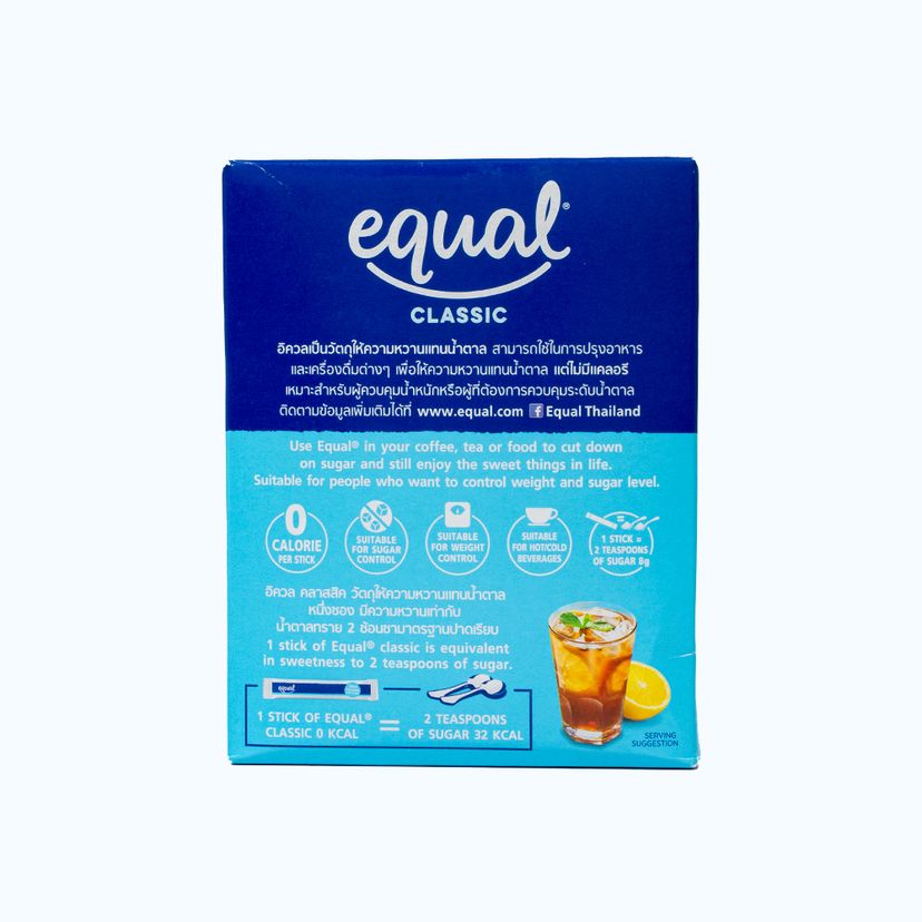 Nguyên liệu làm ngọt: Đường Equal Classic Không Calorie (Hộp 100 gói x 1g)